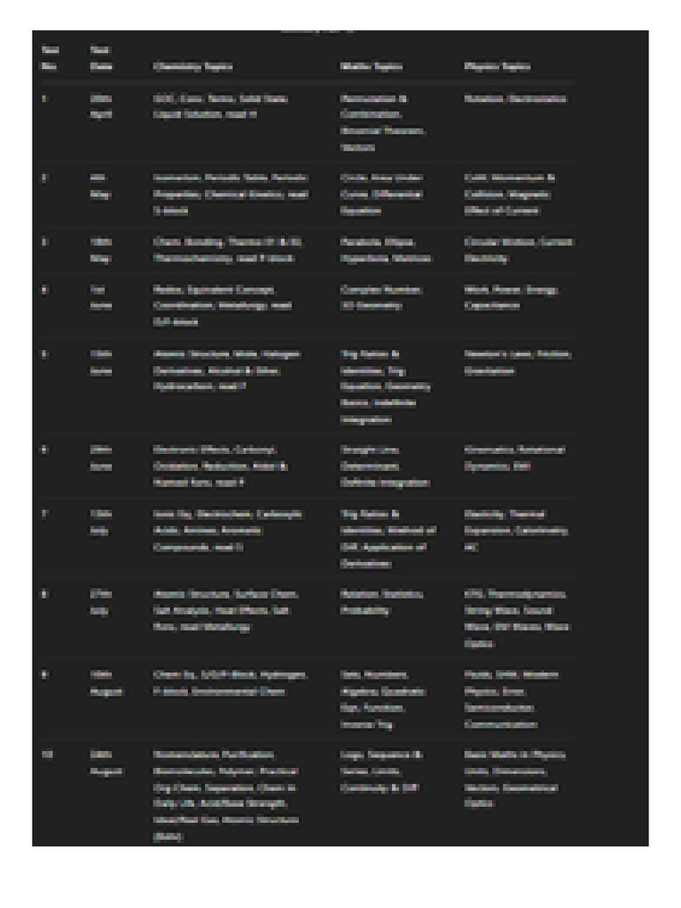Updated Test Schedule Pdf