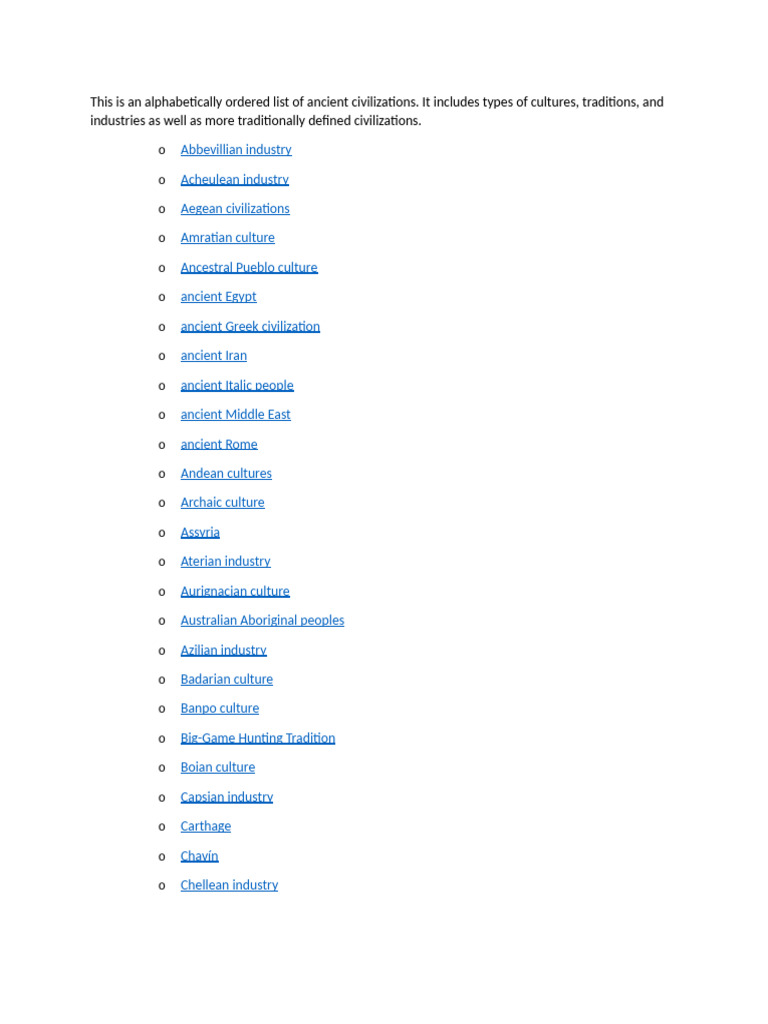 Ancient Civilizations A-Z List | PDF