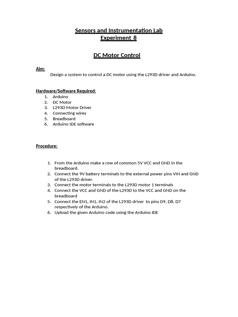 21bmh1027 DC Motor Control Exp8 | PDF
