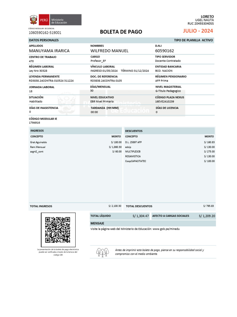 Formato_boleta de Pago | PDF