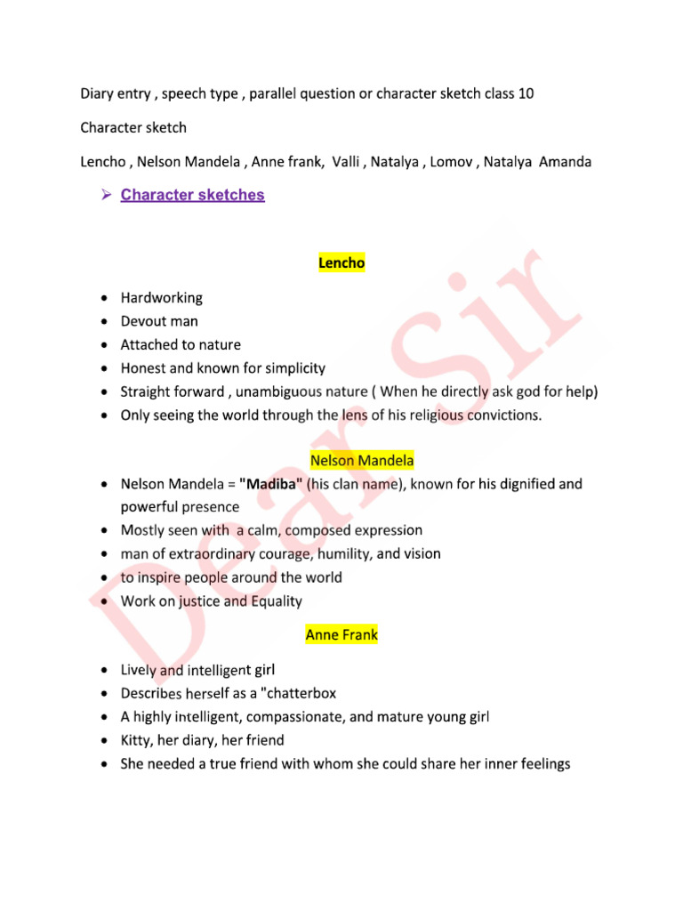 Character Sketch | PDF