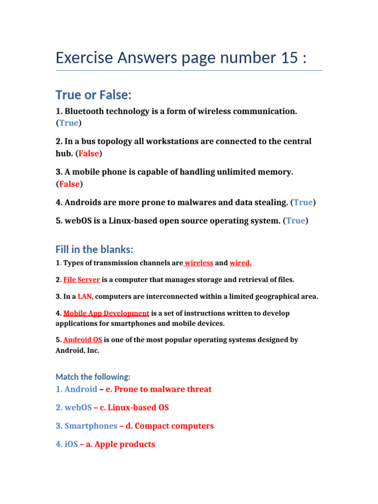 Exercise_Answersyear7 copy | PDF | Network Topology | Computer Network