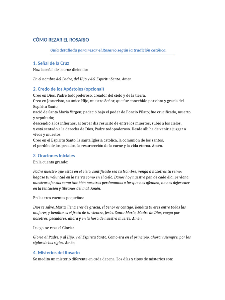 Cómo Rezar el Santo Rosario Completo | PDF | María, madre de Jesús ...