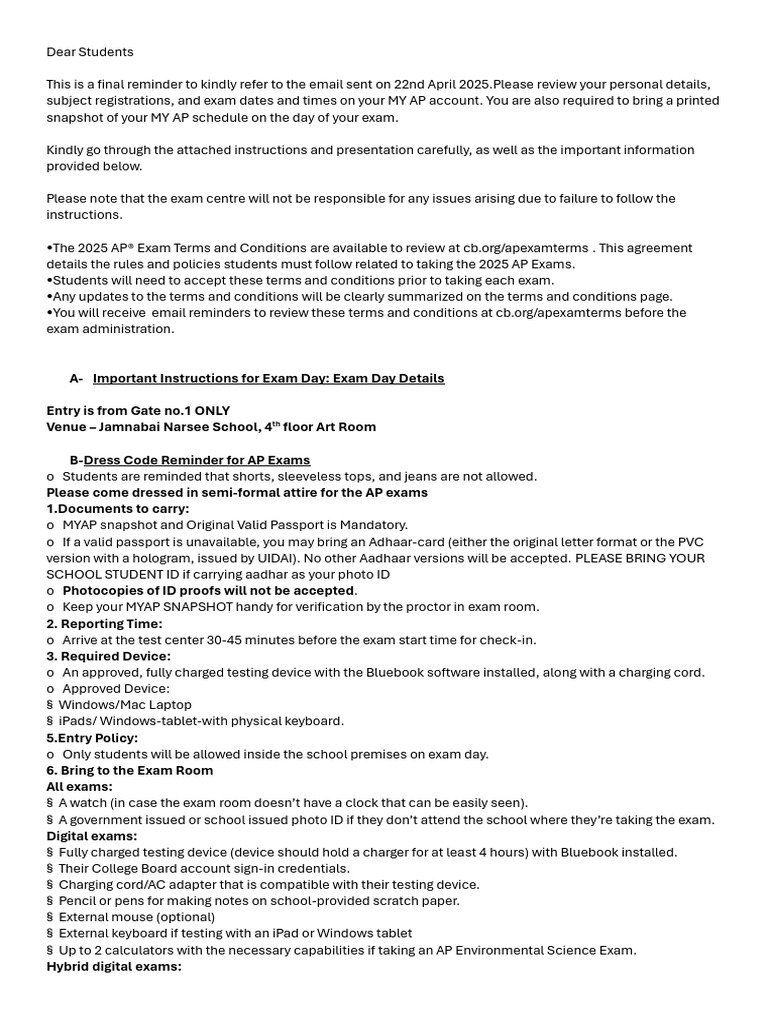 AP Instructions Sent On 22.04.2025 Sent Again On 4th May | PDF ...