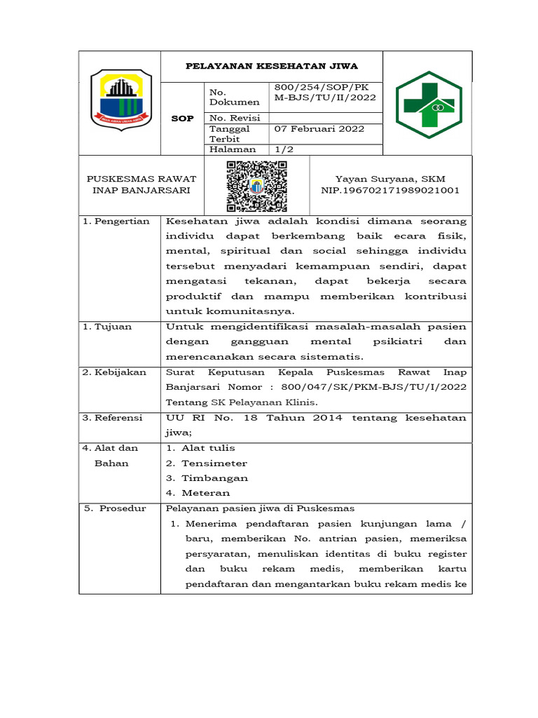 Sop Pelayanan Jiwa | PDF