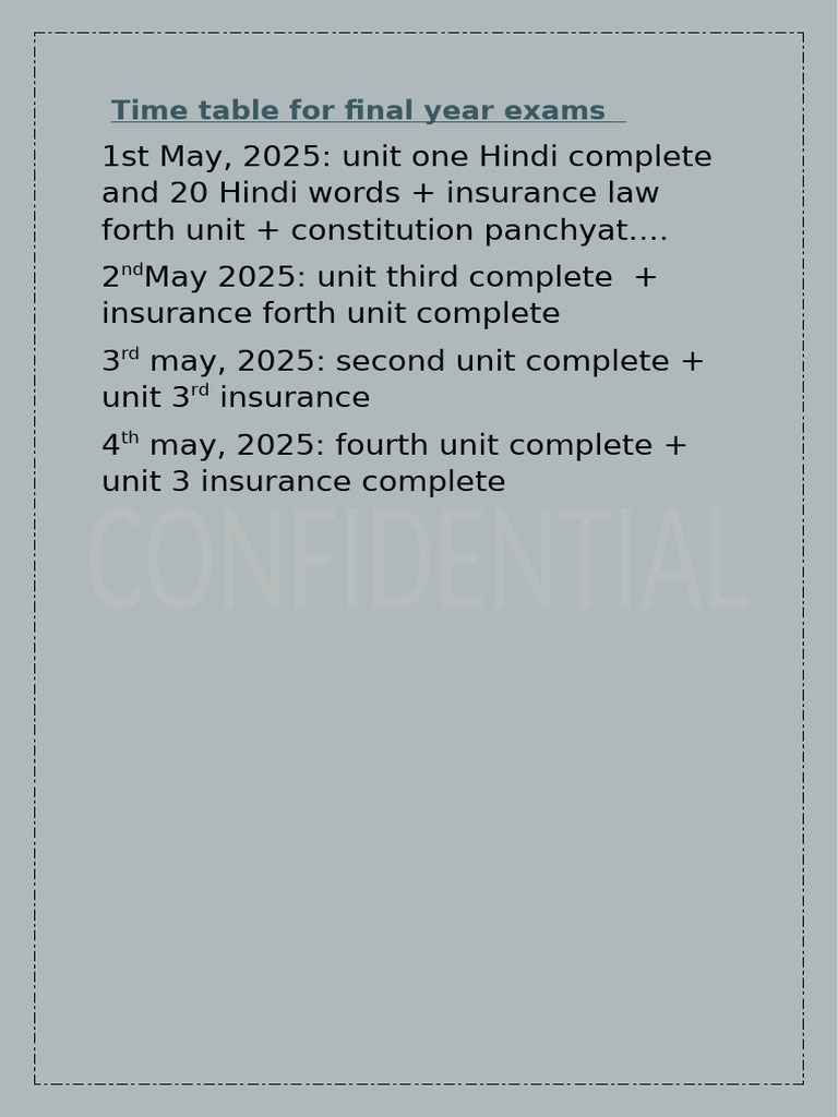 Time Table for Exams | PDF