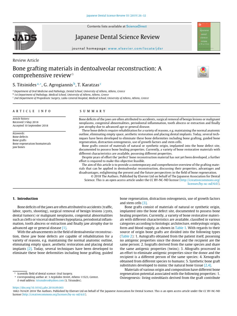Bone grafting materials in dentoalveolar reconstruction: A ...