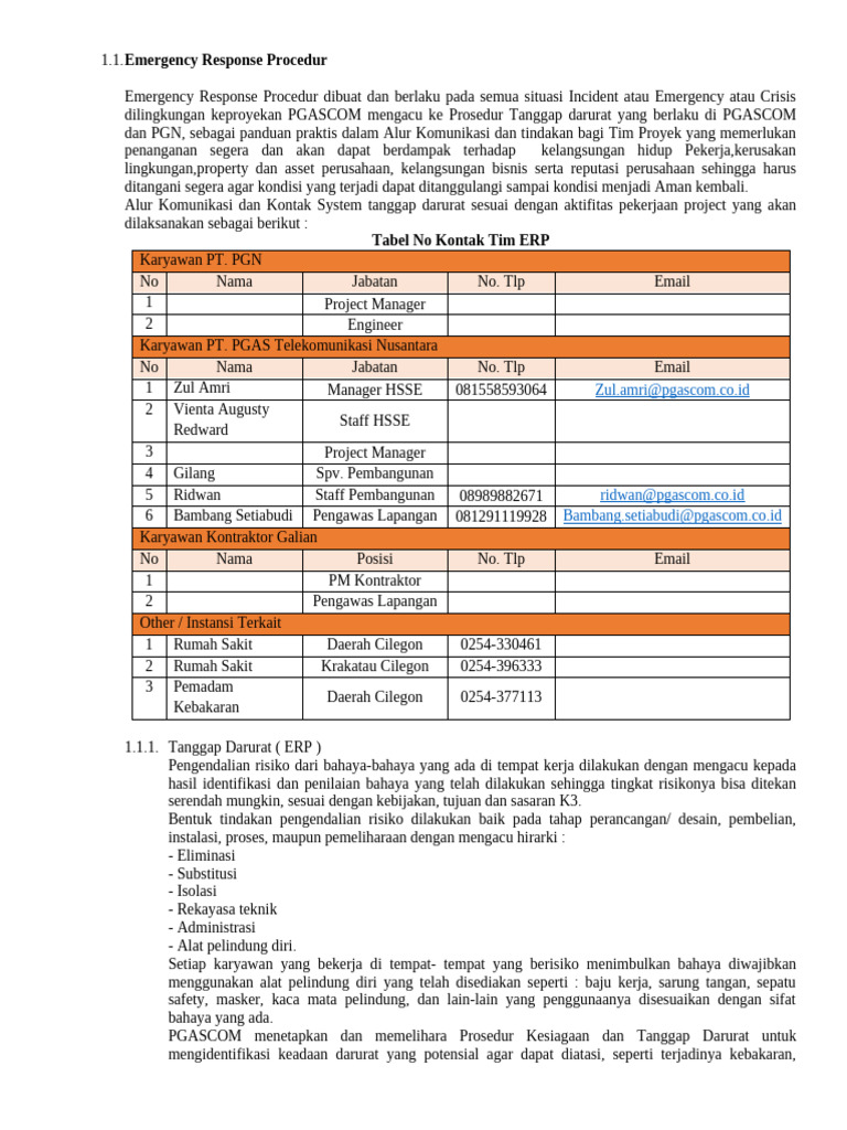 Emergency Response Procedur | PDF