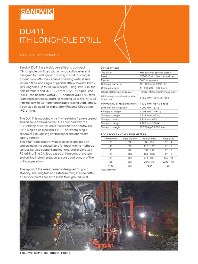 Du411 Specification Sheet English | PDF | Drilling | Drill