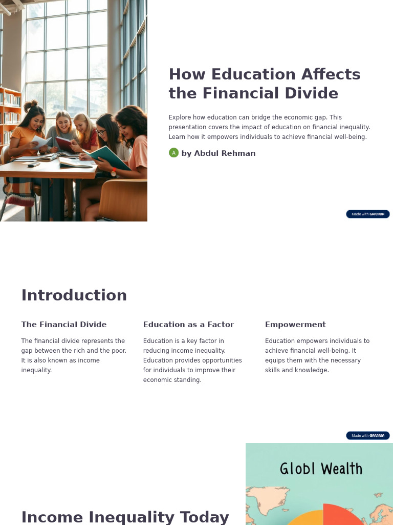 How Education Affects The Financial Divide | PDF