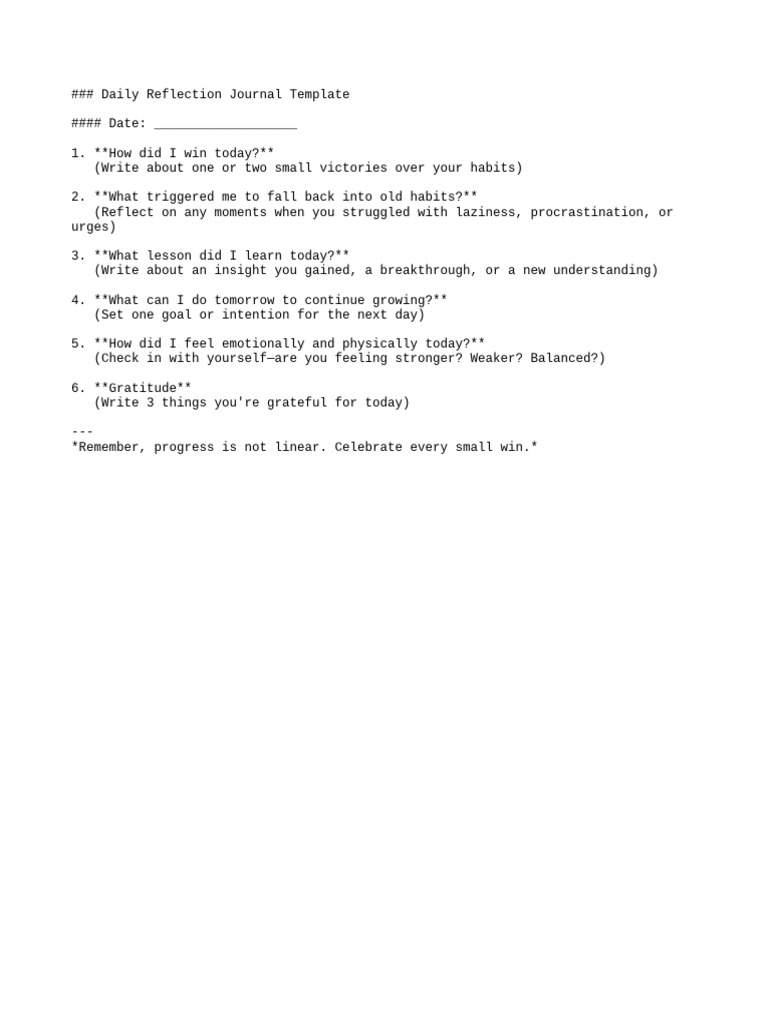 Daily Reflection Journal Template | PDF
