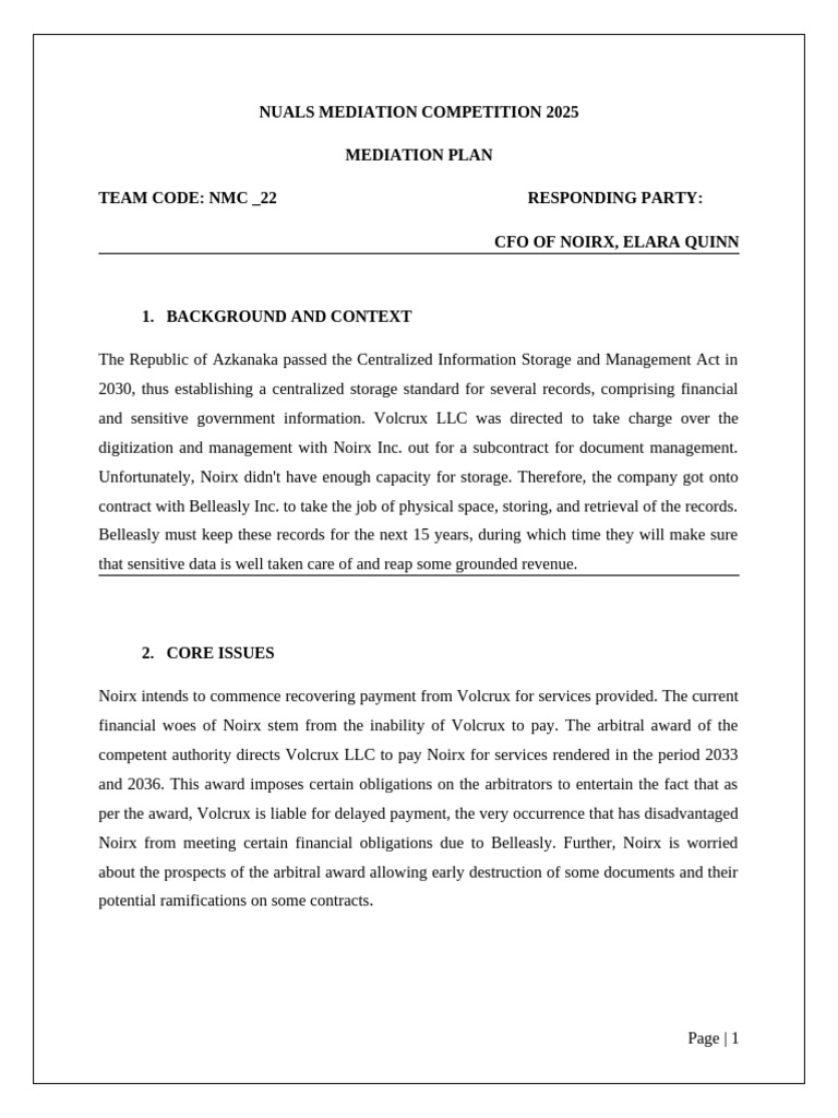 TeamNMC - 22 - RESPONDING - PARTY Final | PDF | Mediation | Arbitration