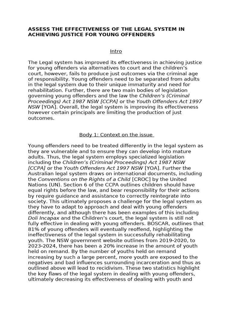 Assess The Effectiveness of The Legal System in Achieving Justice For ...