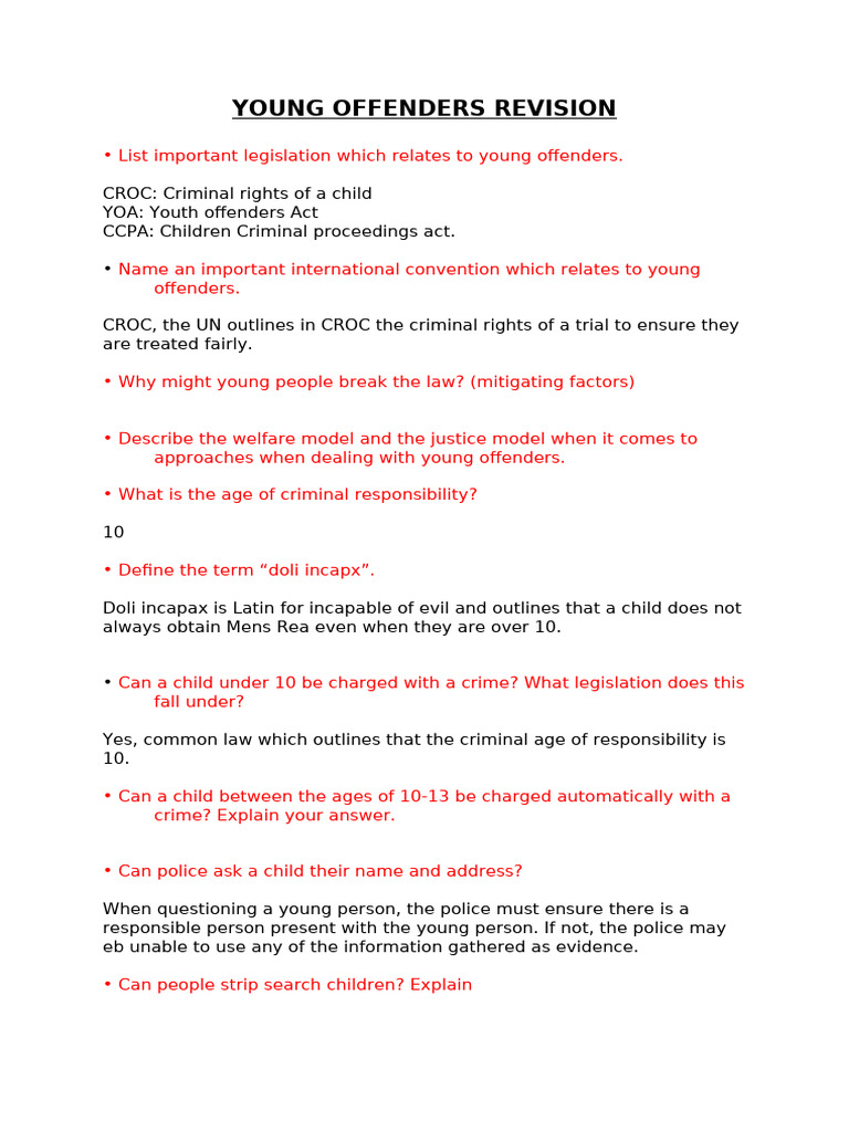 Young Offenders Revision | PDF | Juvenile Court | Juvenile Delinquency
