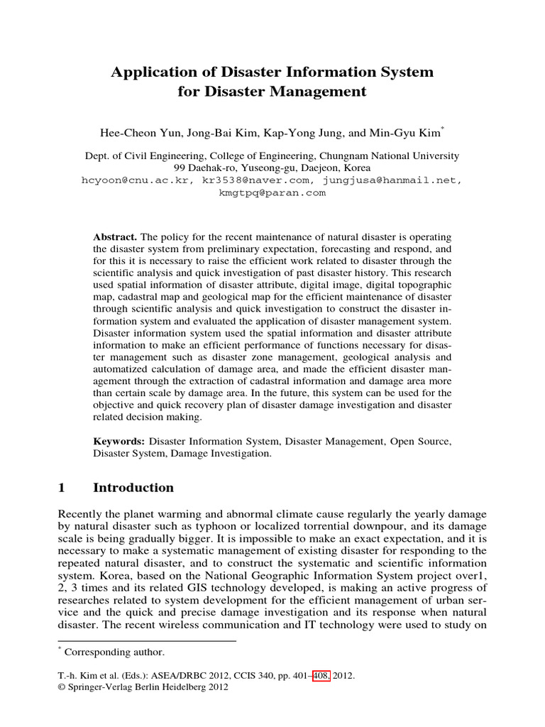 Yun Et Al. - 2012 - Application of Disaster Information System For ...