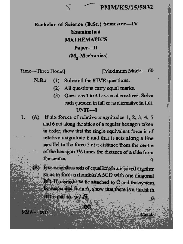 BSC 4 Sem Maths 2 Summer 2015 | PDF