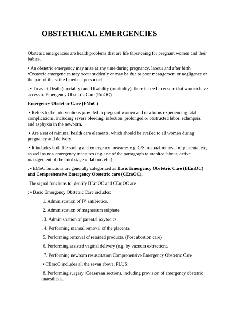 Obstetrical Emergency Cb2 | PDF | Childbirth | Uterus