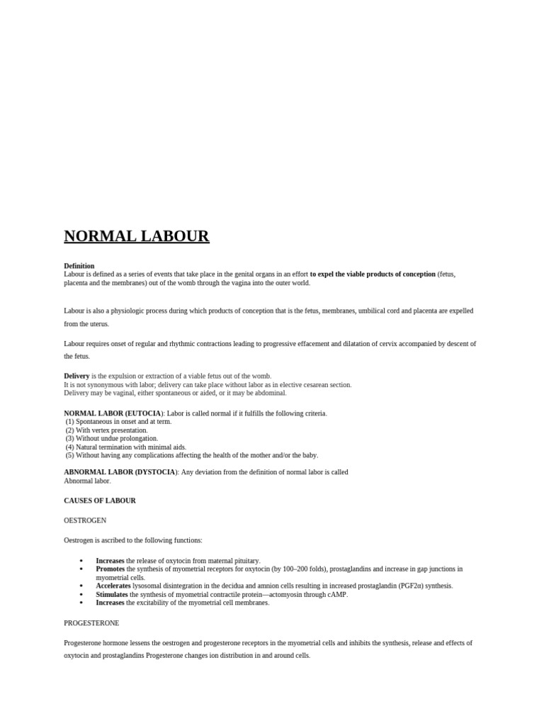 Normal Labour - Reviewed | PDF | Childbirth | Uterus