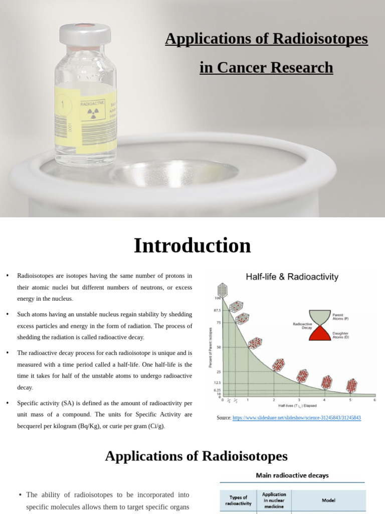 Applications of Radioisotopes in Cancer Research | PDF | Radioactive ...