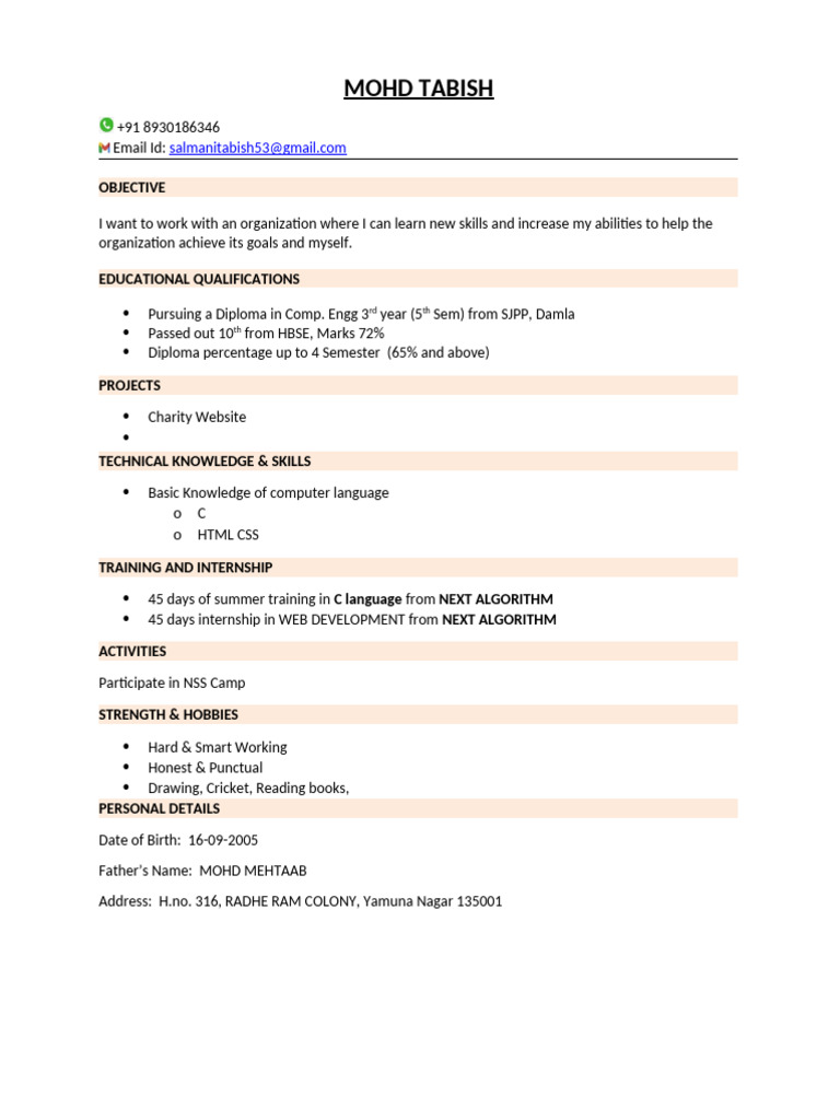 resume 11 | PDF
