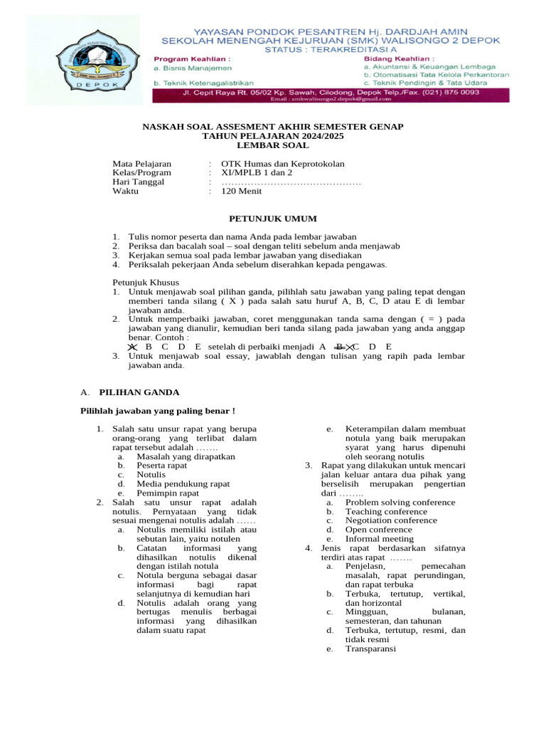 Cover Kop Soal Pat - Aas 2 | PDF