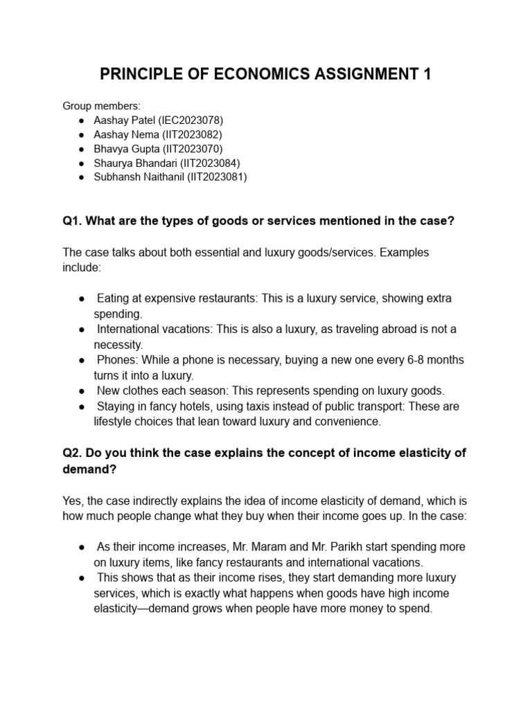 Principle of Economics Assignment 1 | PDF | Cost Of Living | Elasticity ...