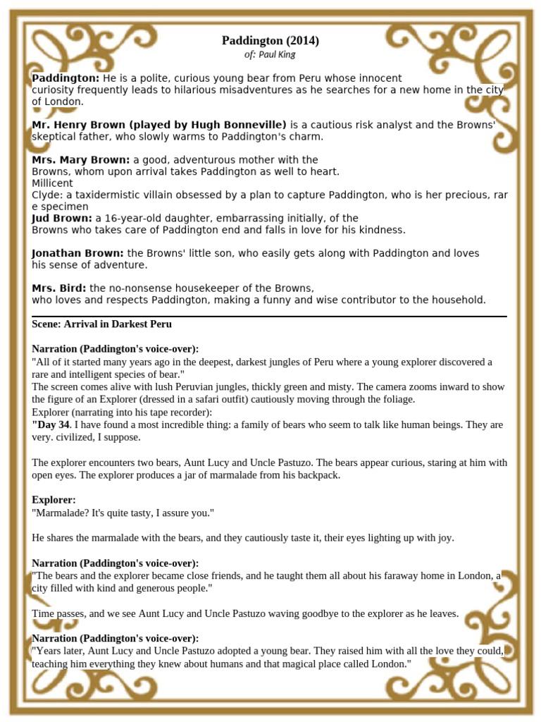creative writing | PDF | Paddington Bear