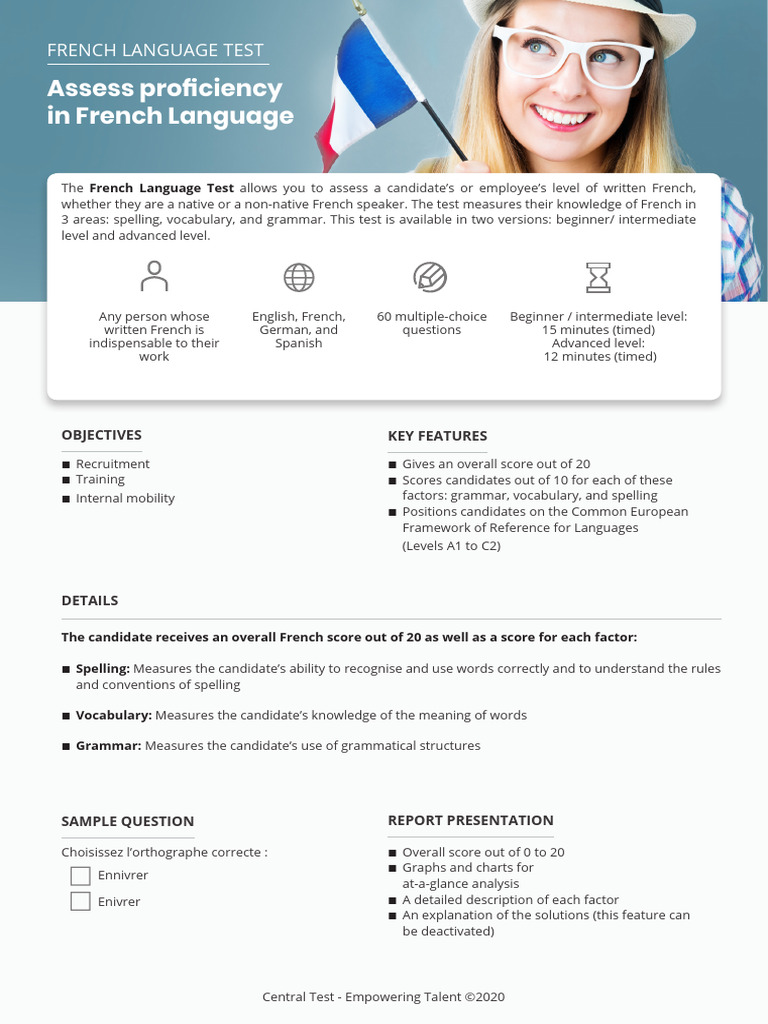 French Language Test | PDF | Grammar | French Language