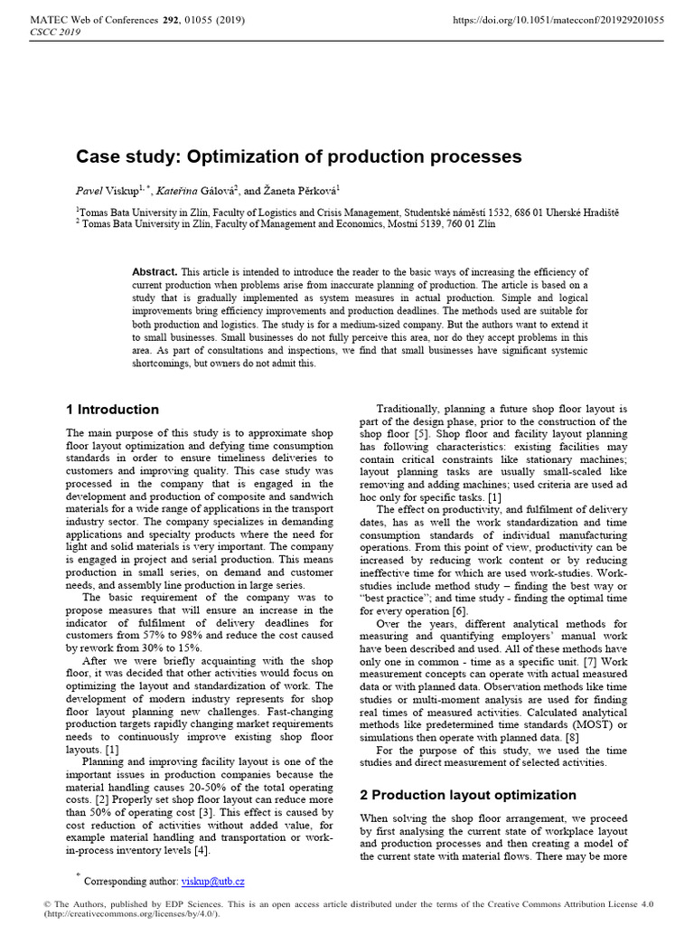 Case Study Optimization of Production Processes | PDF | Mathematical Optimization | Microsoft Excel
