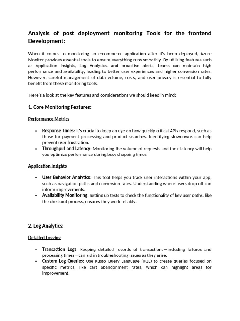 Analysis of Monitoring Tool | PDF | Analytics | Microsoft Azure