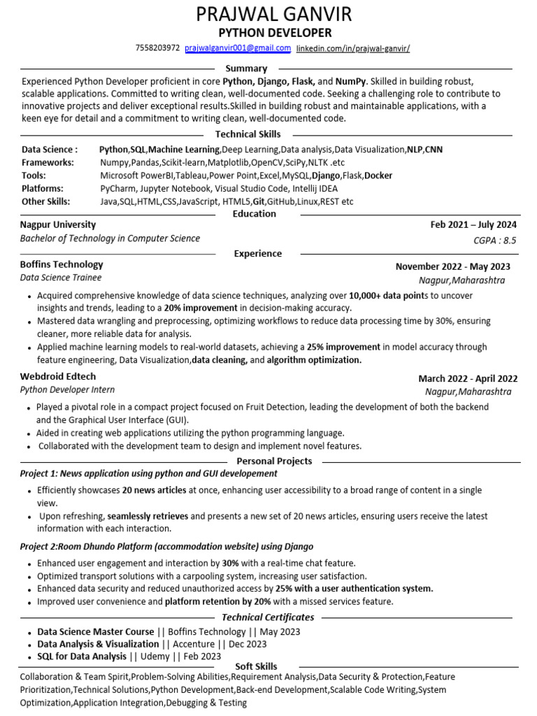 prajwal ganvir python dev | PDF | Data Science | Python (Programming Language)