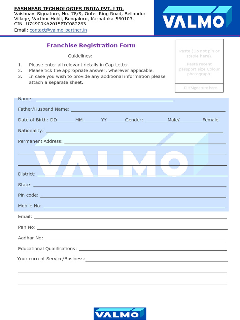 Meesho-Valmo-Registration Form | PDF