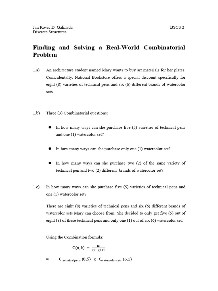 Combinatorial Problem - Galinada | PDF