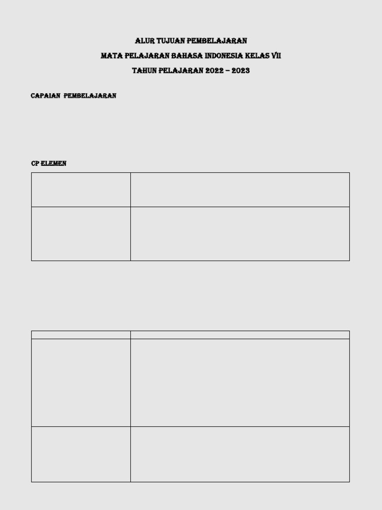 Alur Tujuan Pembelajaran Kelas 7 Joss-1 | PDF