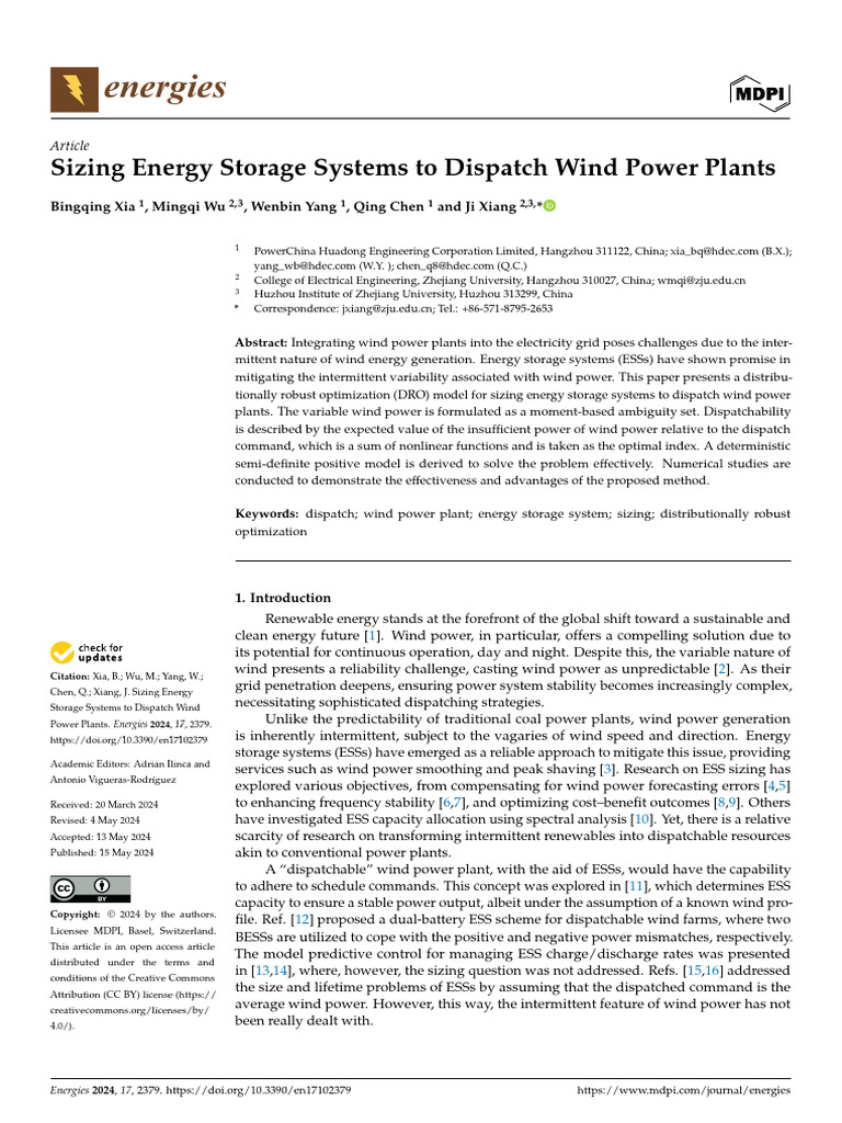 Sizing Energy Storage Systems To Dispatch Wind Pow | PDF | Wind Power ...