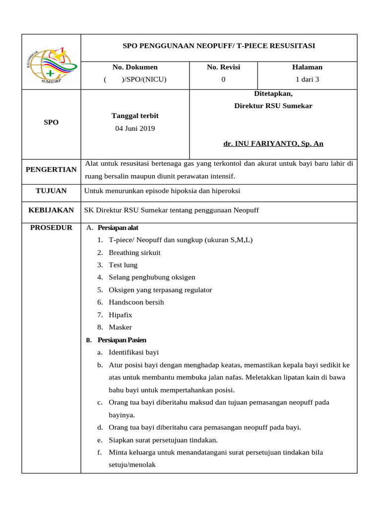 Panduan Penggunaan Neopuff untuk Bayi | PDF