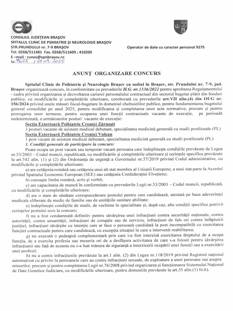 Anunt Asistent Medical Debutant Medicina Generala | PDF