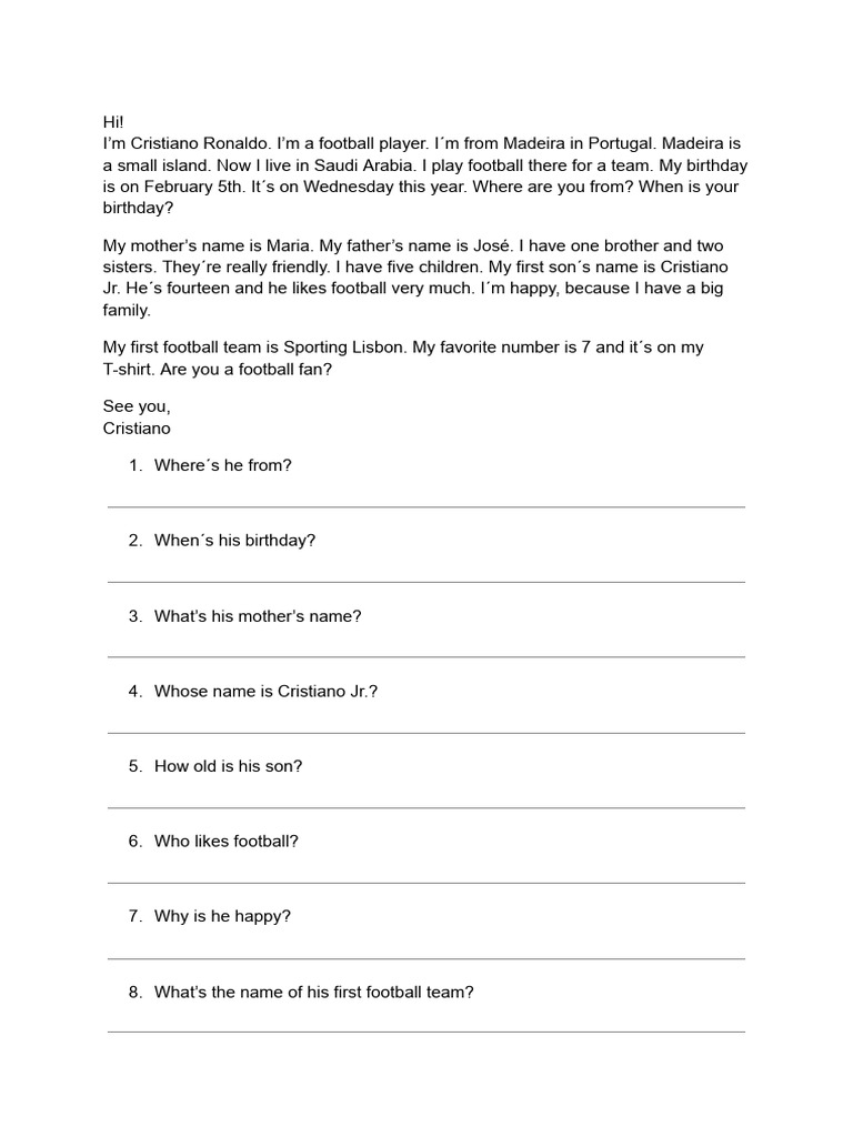 Reading Comp WH Questions | PDF