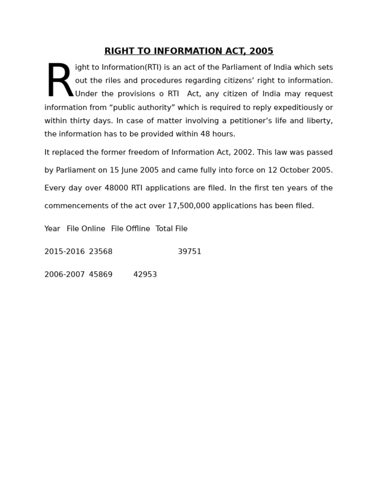 Right To Information Act | PDF