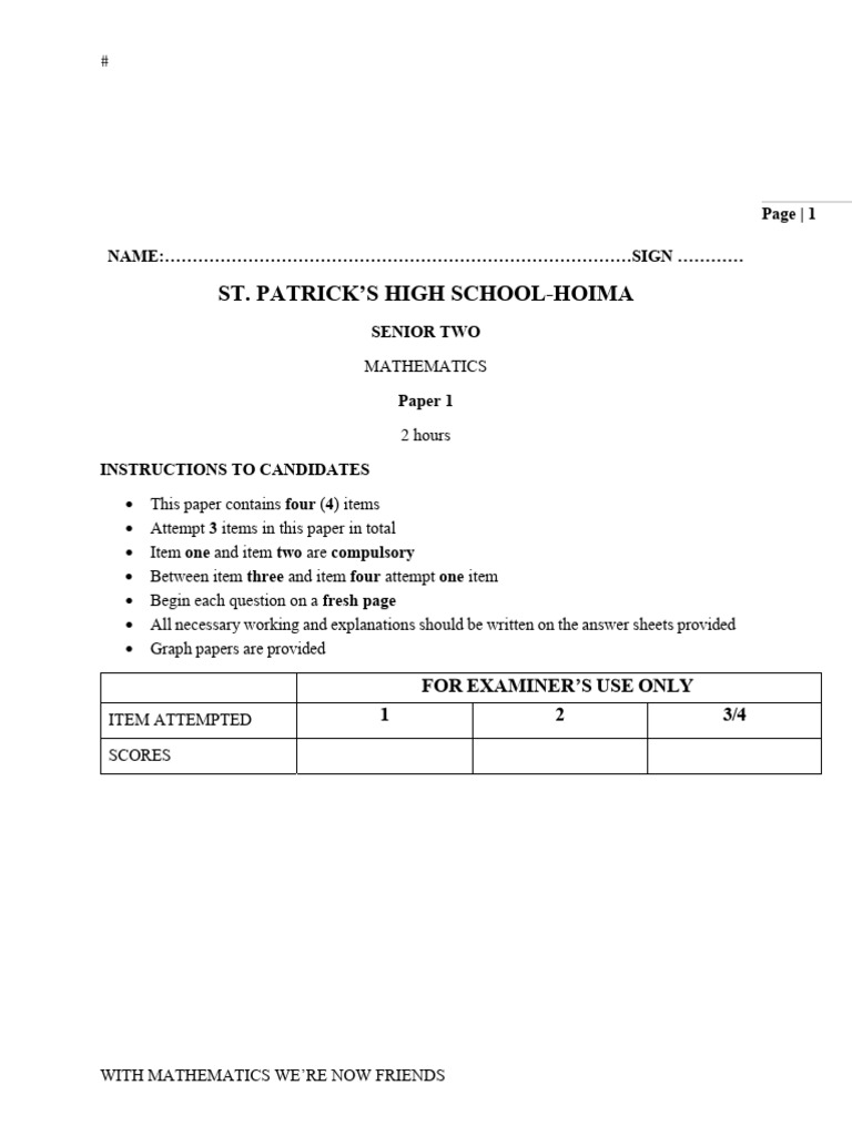 S2 Maths Test Paper with Solutions | PDF | Loans | Money