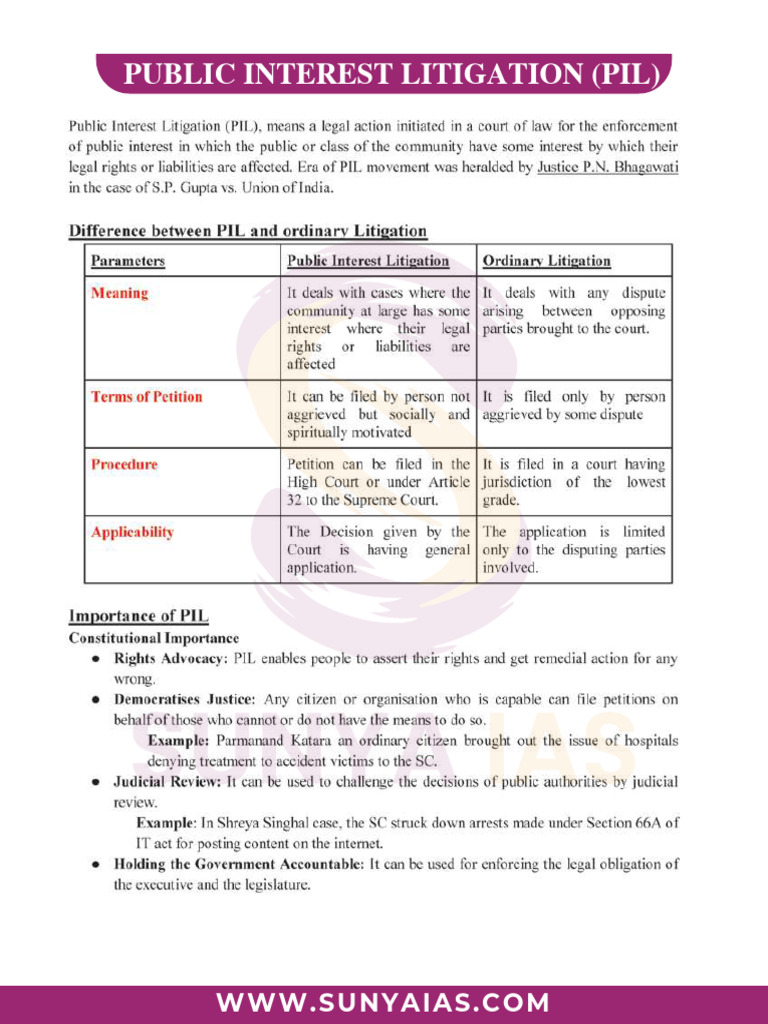Public Interest Litigation (Pil) | PDF