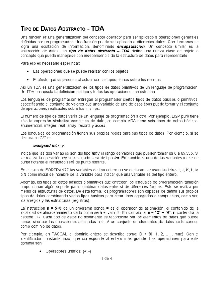 Tipos de Datos Abstractos | PDF | Estructura de datos de matriz | Lenguaje de programación