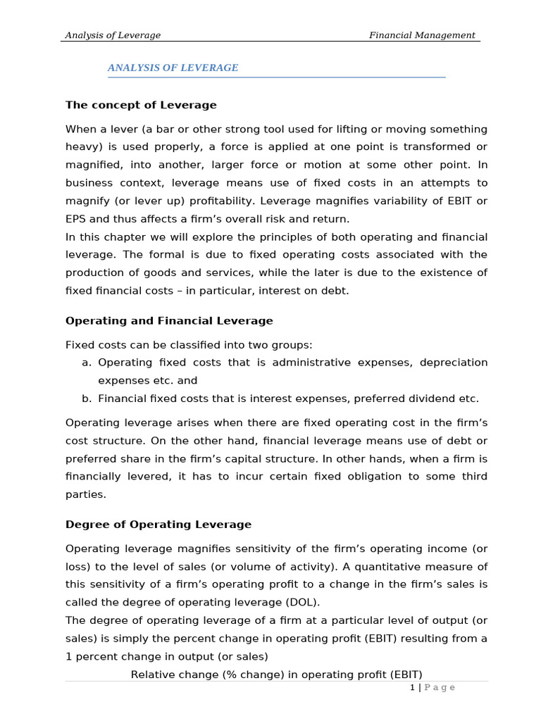 Leverage Problem | PDF | Leverage (Finance) | Capital Structure