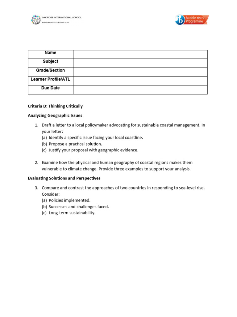 Criteria D Thinking Critically | PDF