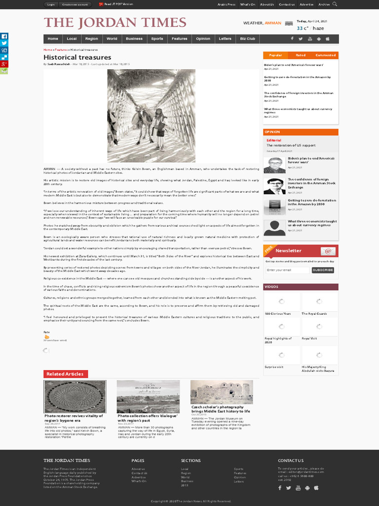Historical Treasures - Jordan Times - Kelvin Bown | PDF | Jordan
