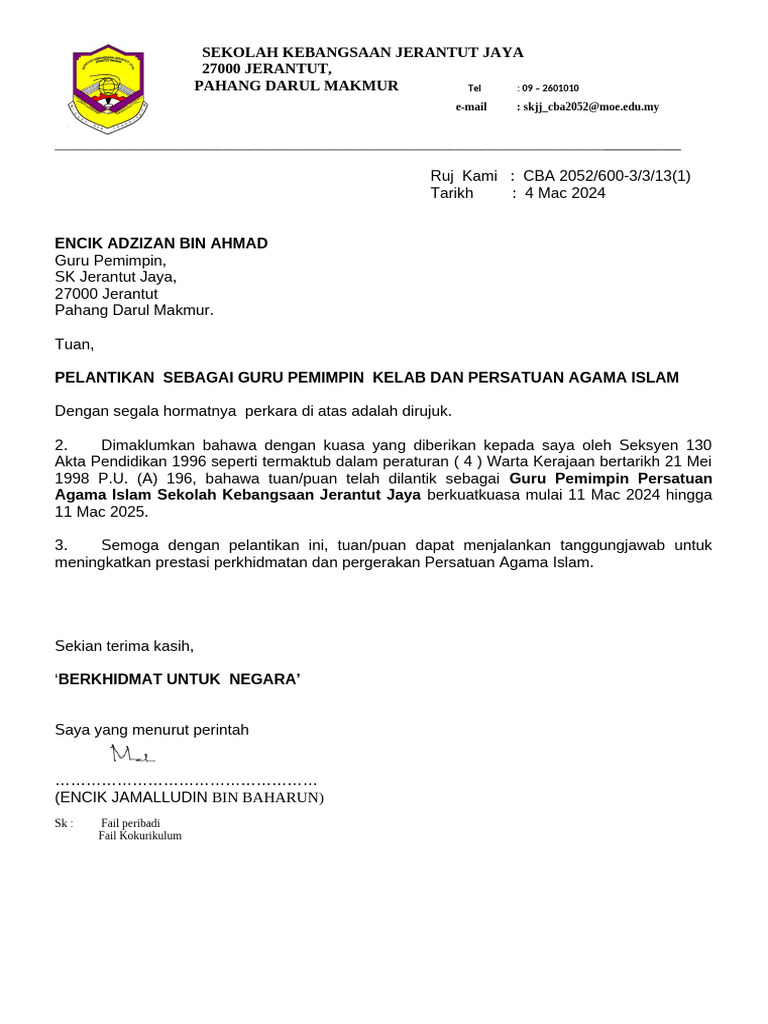 Surat Pelantikan Penasihat | PDF