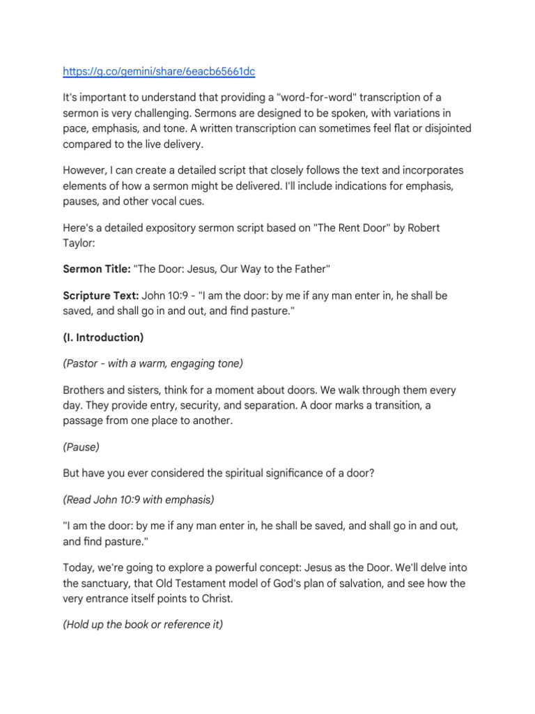 Homiletics_Expository Sample Sermon | PDF | Jesus | Book Of Exodus