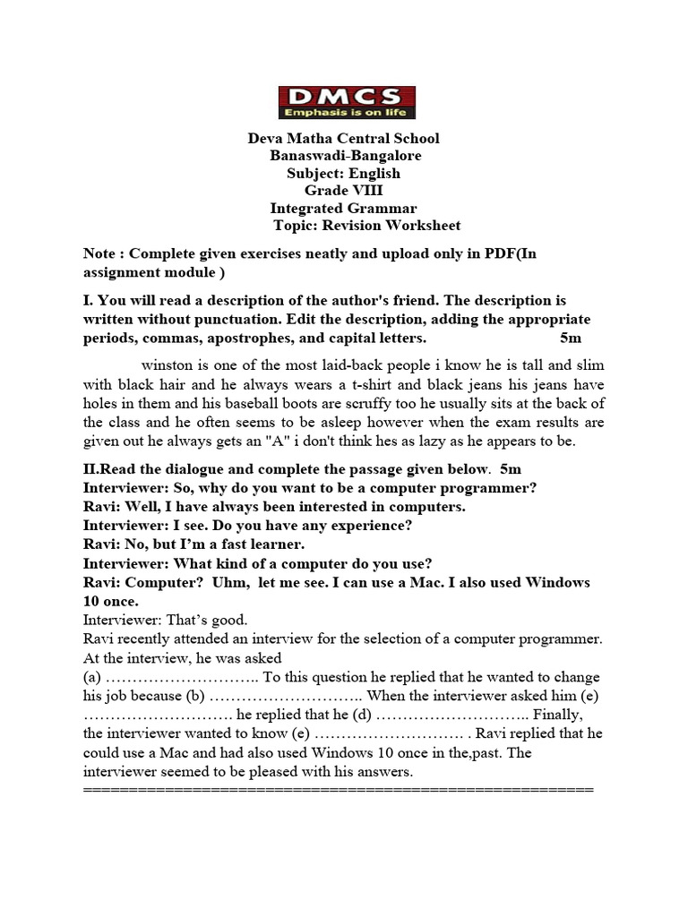 GR 8 Rev Worksheet | PDF