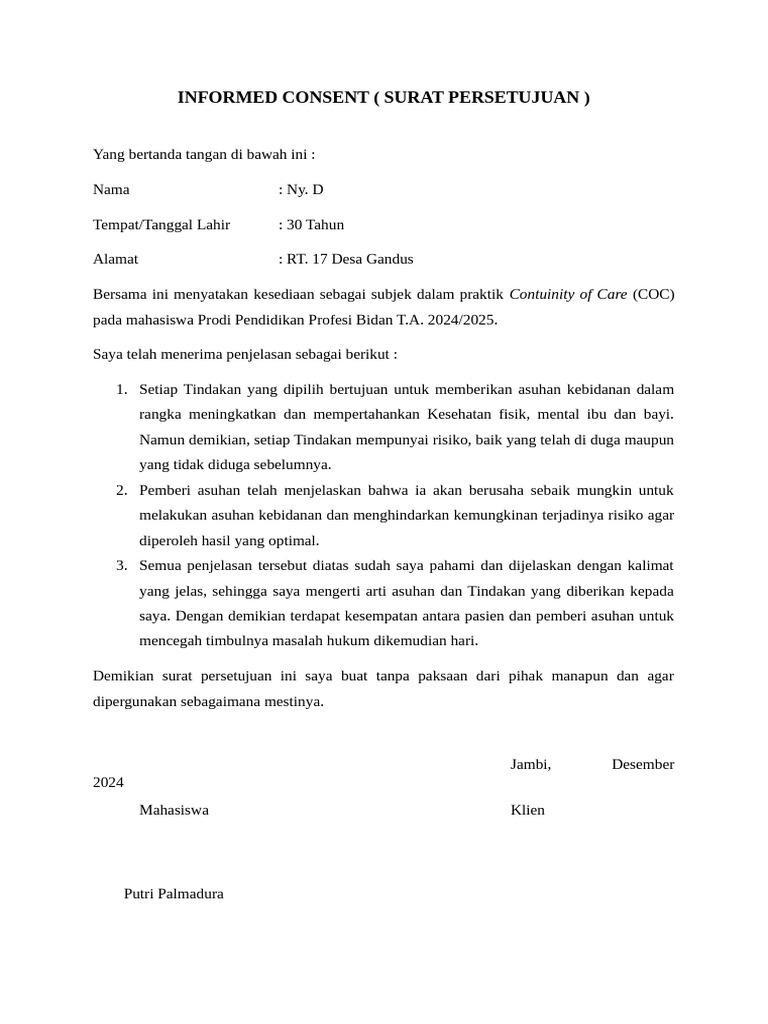 Informed Consent Dan Surat Selesai | PDF