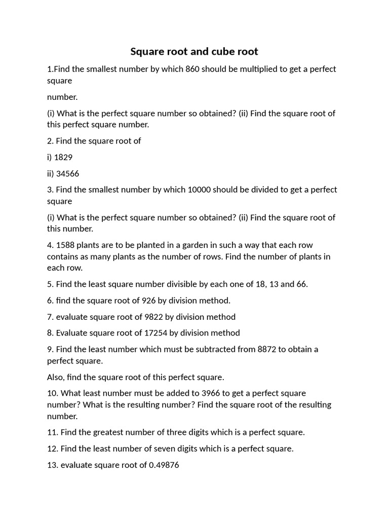 Square Root and Cube Root | PDF